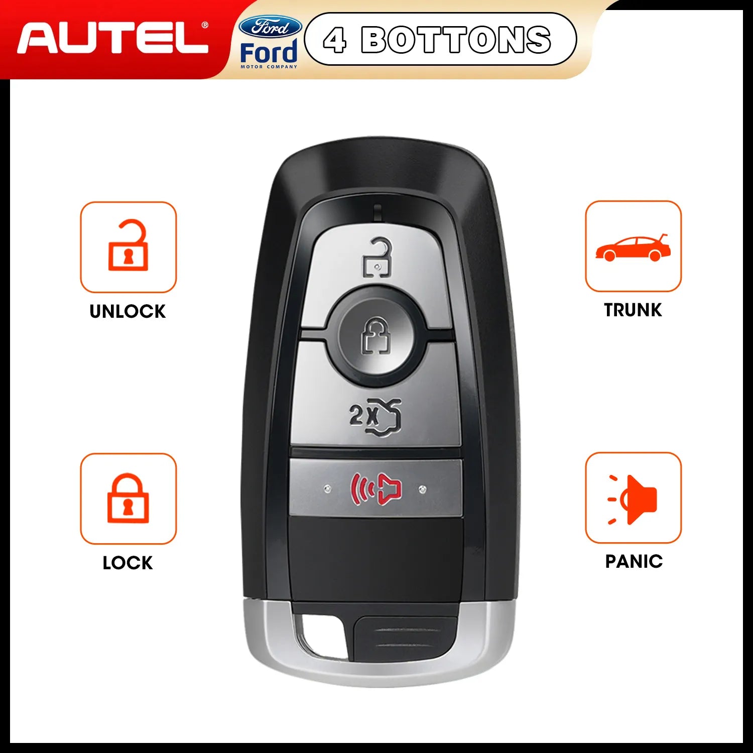 IKEYFD004AH – Autel Programmable 4-Button Smart Key for Ford ...