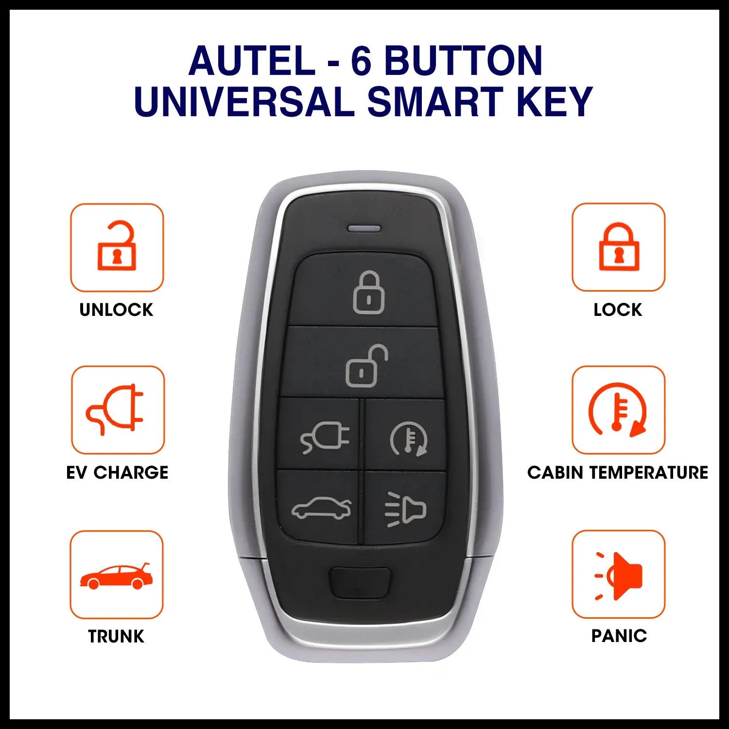 Autel IKey IKEYAT6TPCE Universal Car Key 6 Buttons Work with KM100 ...