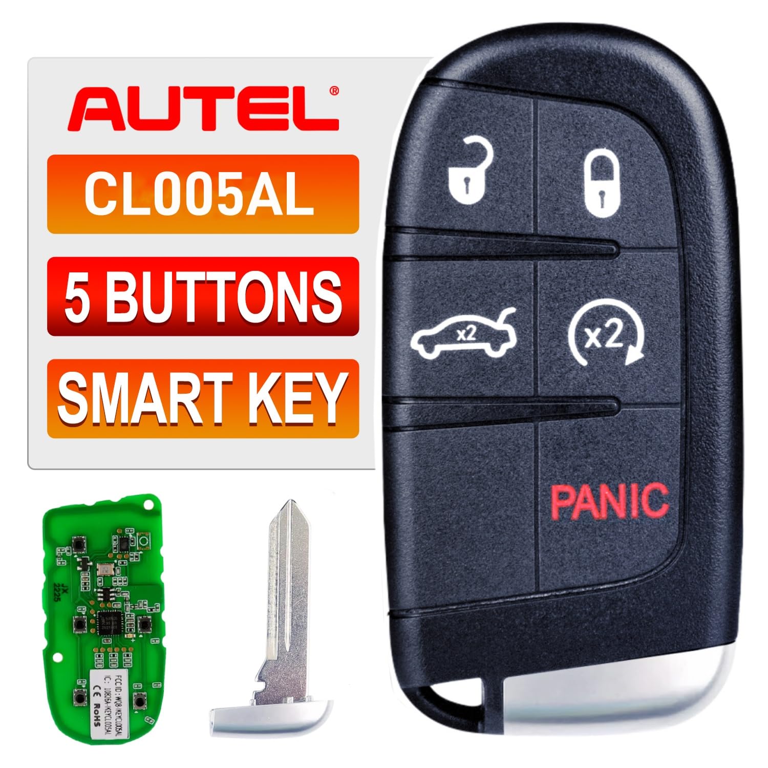 Autel IKey IKEYCR5TPR Universal Smart 5-button Key for Chrysler/Dodge ...